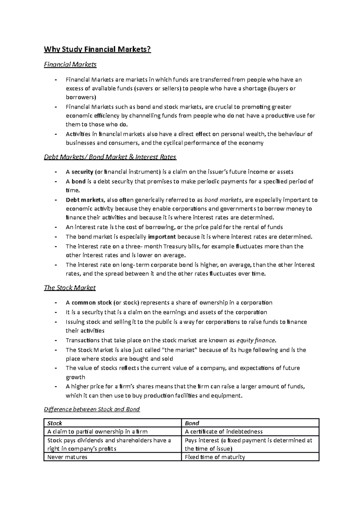 Ch1 - Why Study Money and Banking - Why Study Financial Markets ...