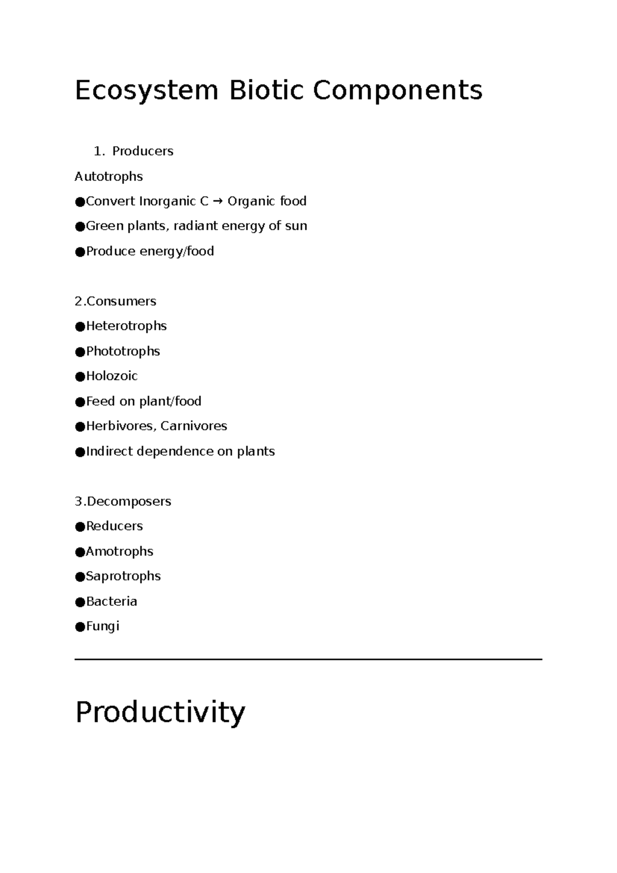 Ecosystem Biotic Components and productivity^^ - Environmental studies ...
