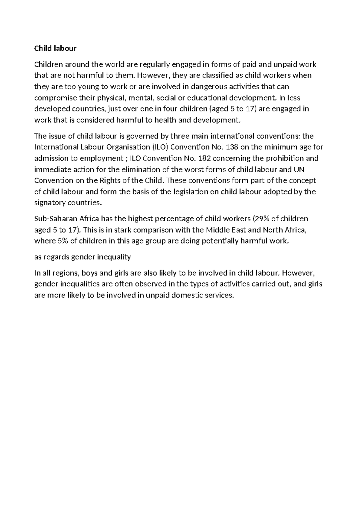 Child labour - Child labour Children around the world are regularly ...