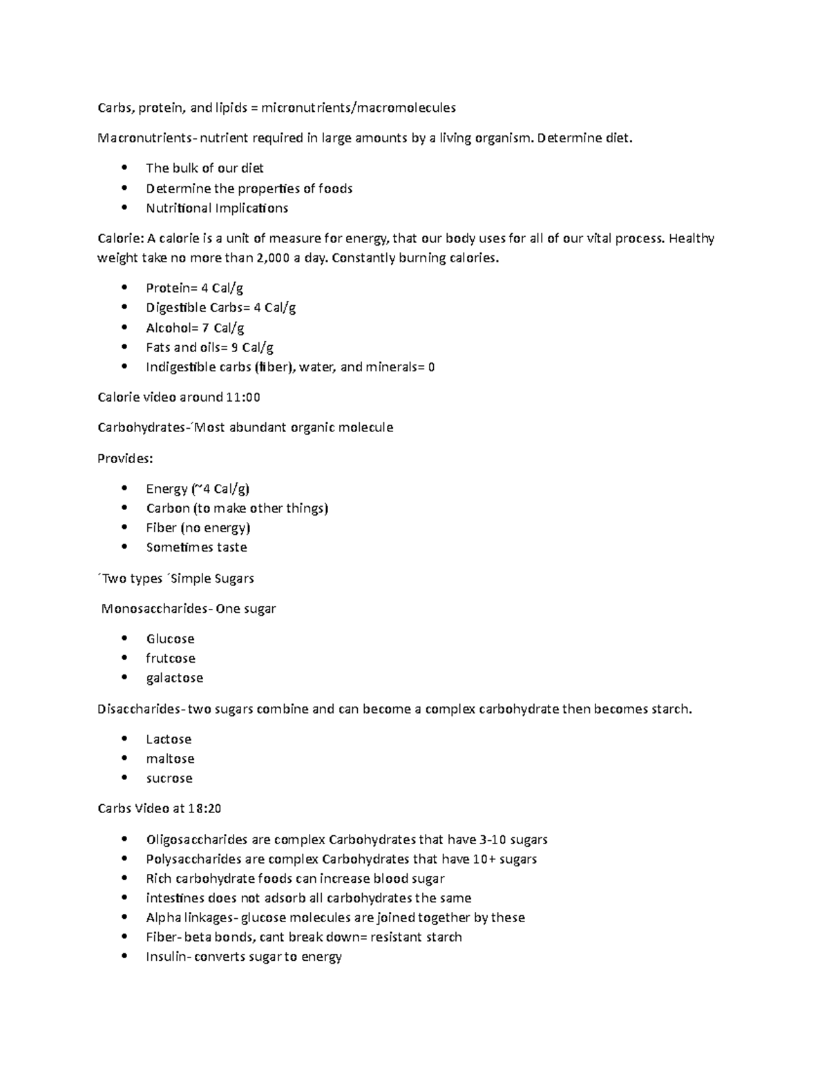 Lecture 2 protein, carb, and lipid - Carbs, protein, and lipids ...
