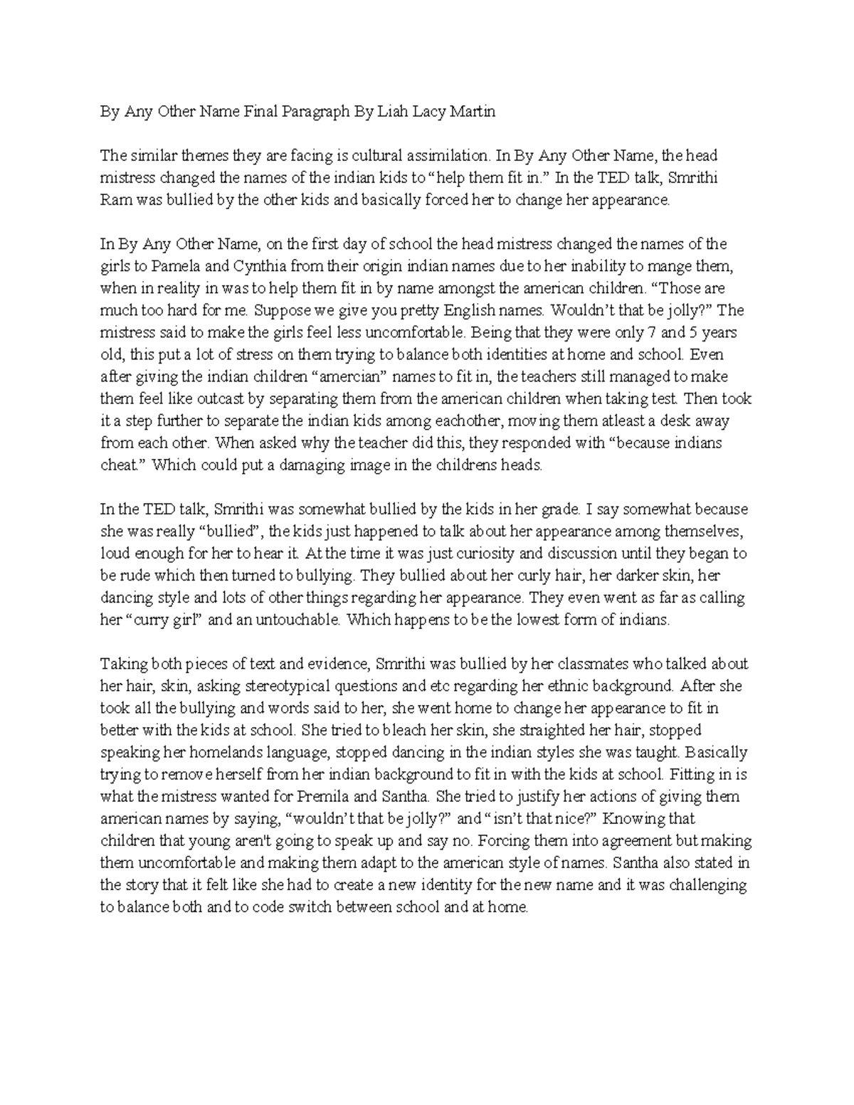 BAON Final Paragraph - Liah Lacy Martin - By Any Other Name Final ...