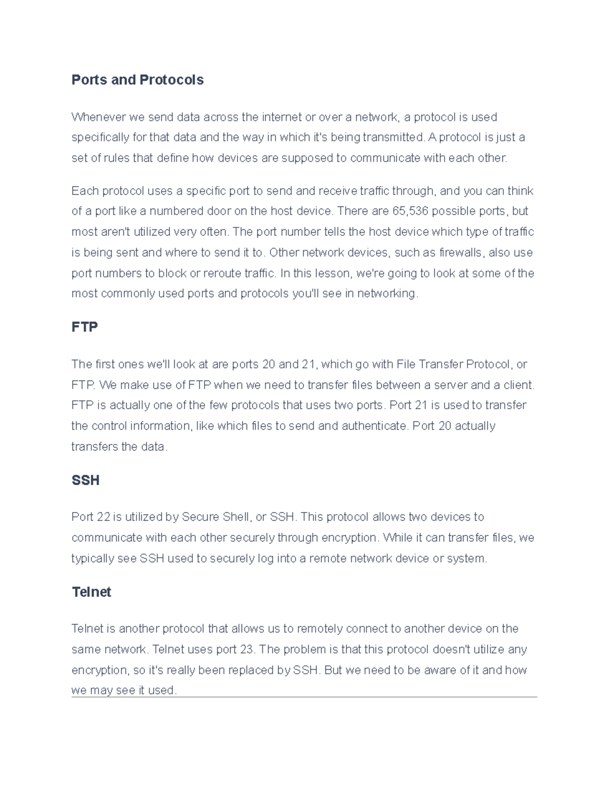 11.2.3 Ports and Protocols - Ports and Protocols Whenever we send data ...