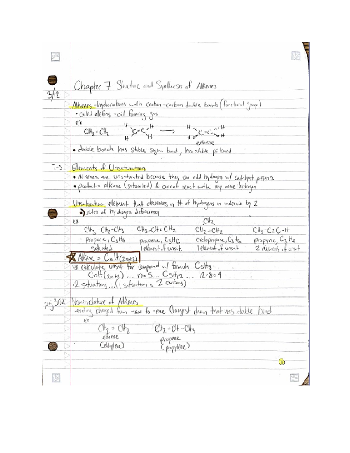 ochem notes chapter 7 - 74 Chapter Structure and Synthesis of Alkenes ...