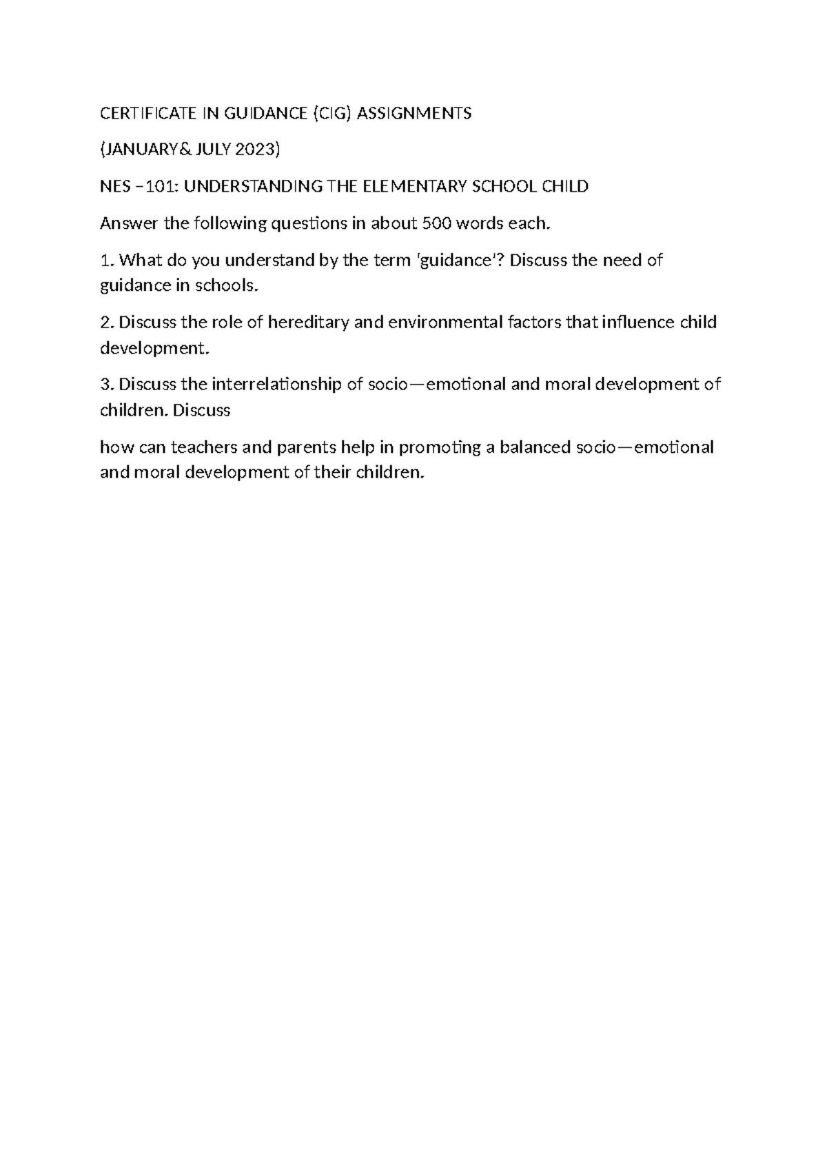 NES 1 - VALUABLE NOTE - CERTIFICATE IN GUIDANCE (CIG) ASSIGNMENTS ...