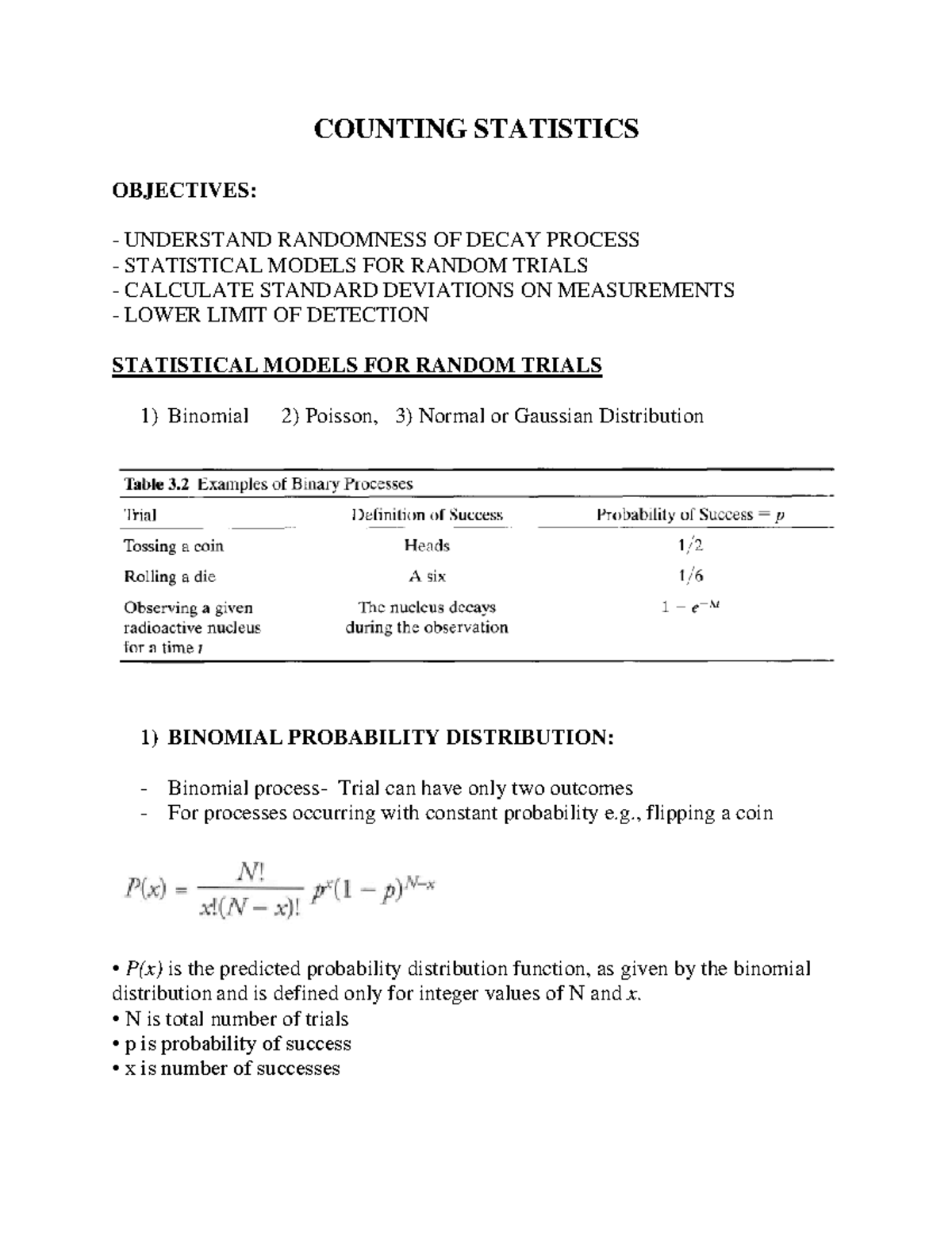 Ne7303 Handout 16 Counting Statistics Warning Tt Undefined Function 32 Counting Statistics