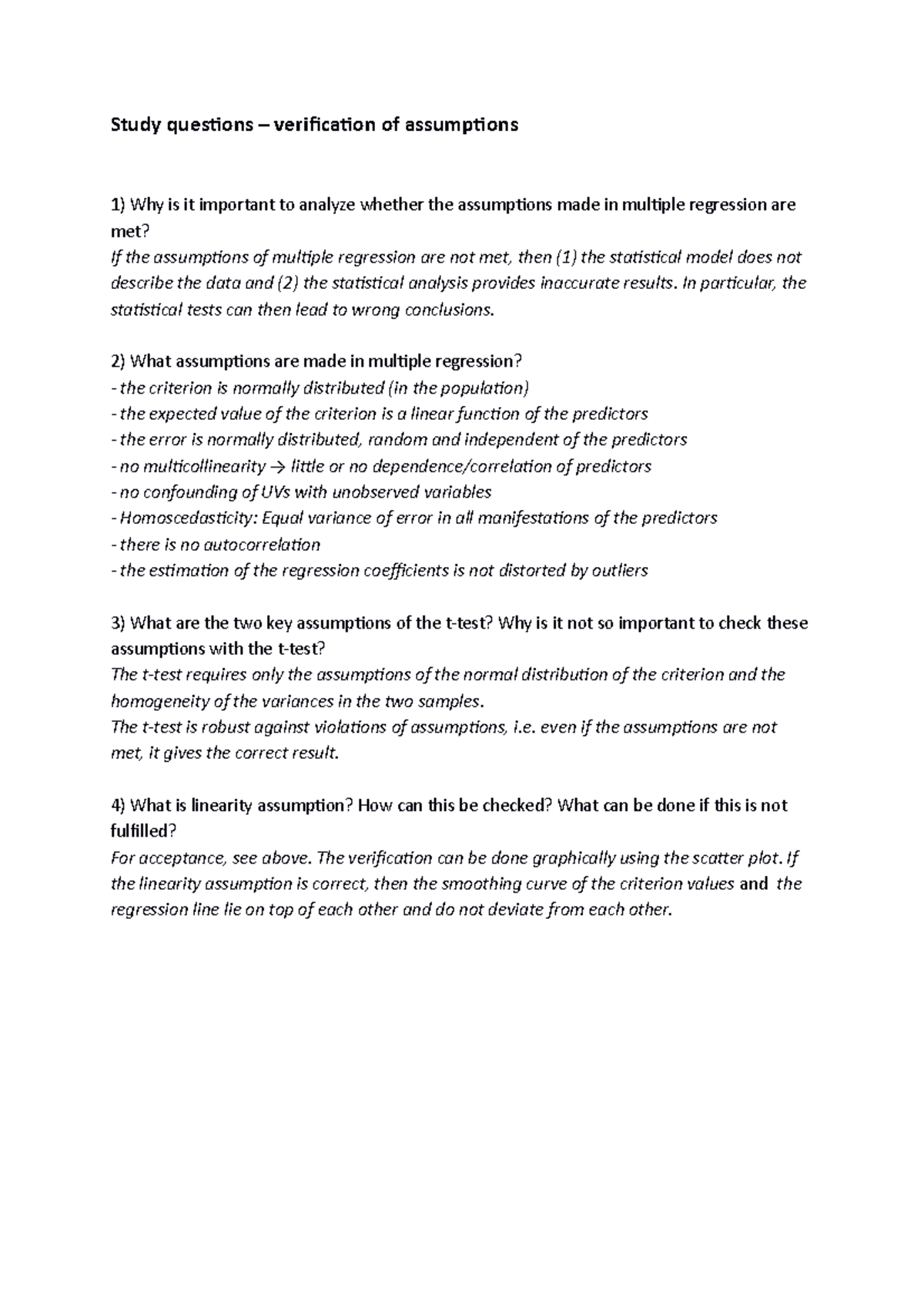 Study questions 17 - Verifying assumptions - Study questions ...