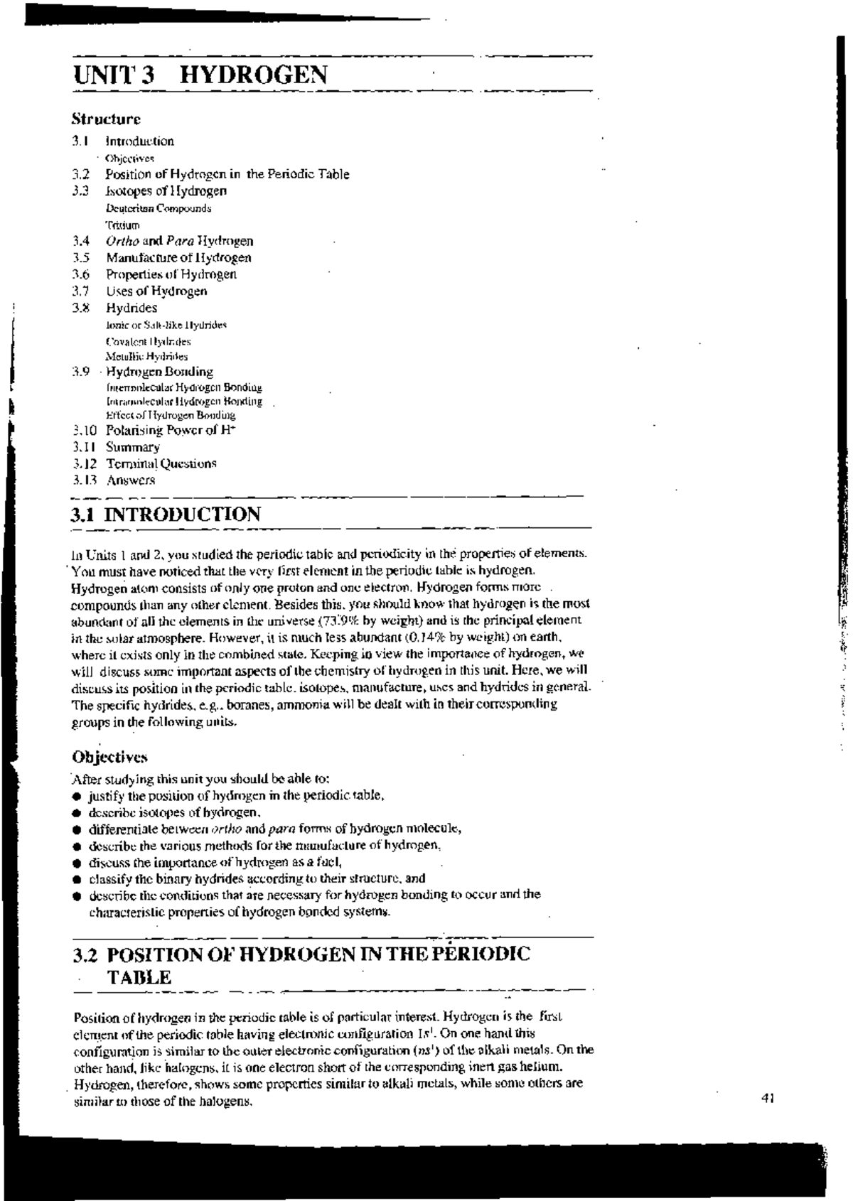 Unit-3 - Simple and easy notes - UNIT 3 HYDROGEN Structure 3 ...