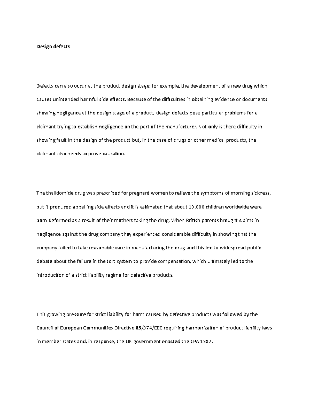 Design defects-Consumer Protection Act 1987 - Design defects Defects ...