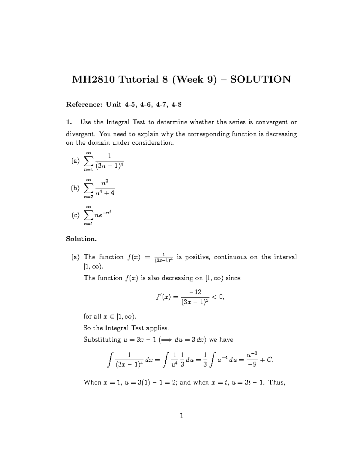 SOLUTION FOR TUTORIAL 8 - MH2810 Tutorial 8 (Week 9) – SOLUTION ...