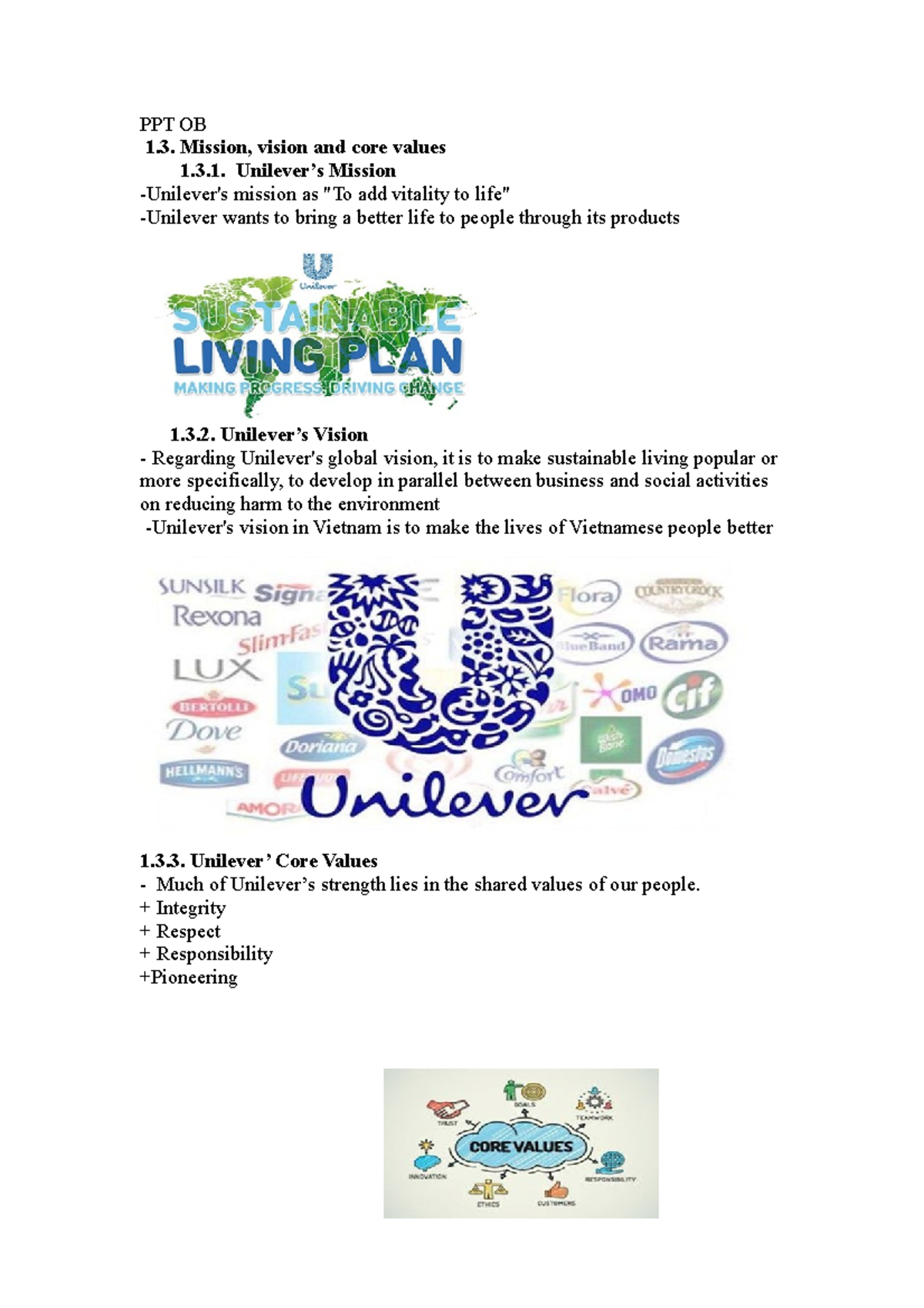 OB ppt 1 - âffafdasf - PPT OB 1. Mission, vision and core values 1.3 ...