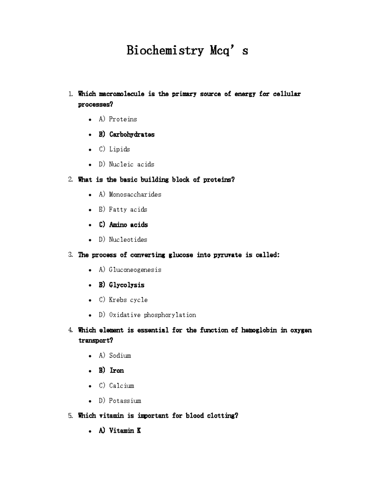 MCQS Biochem Nursing - Biochemistry Mcq’s 1. Which macromolecule is the ...