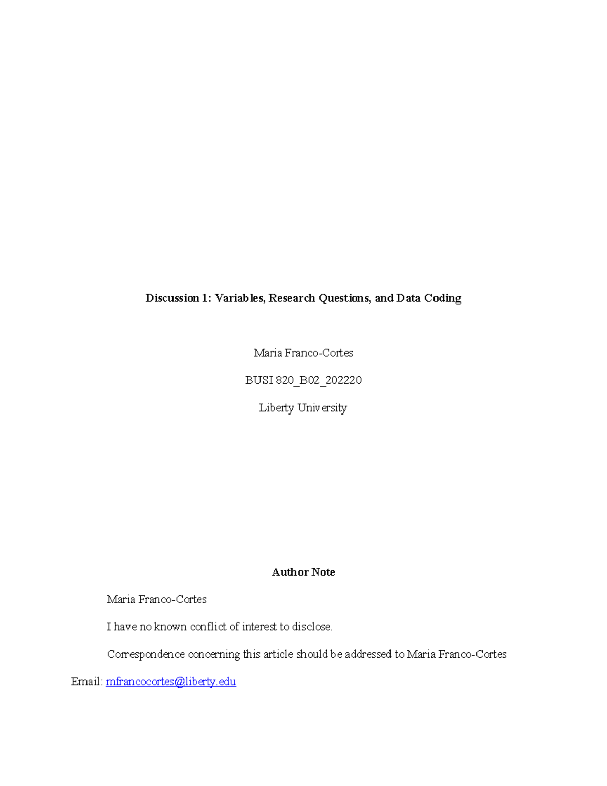 Discussion Assignment Week 1 Discussion 1 Variables Research Questions And Data Coding