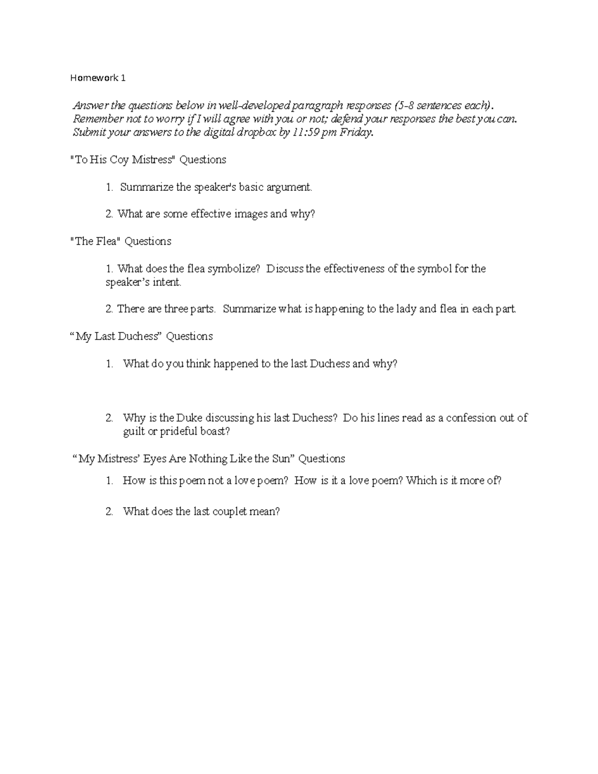 Homework 1 - Assignment - Homework 1 Answer the questions below in well-developed paragraph ...