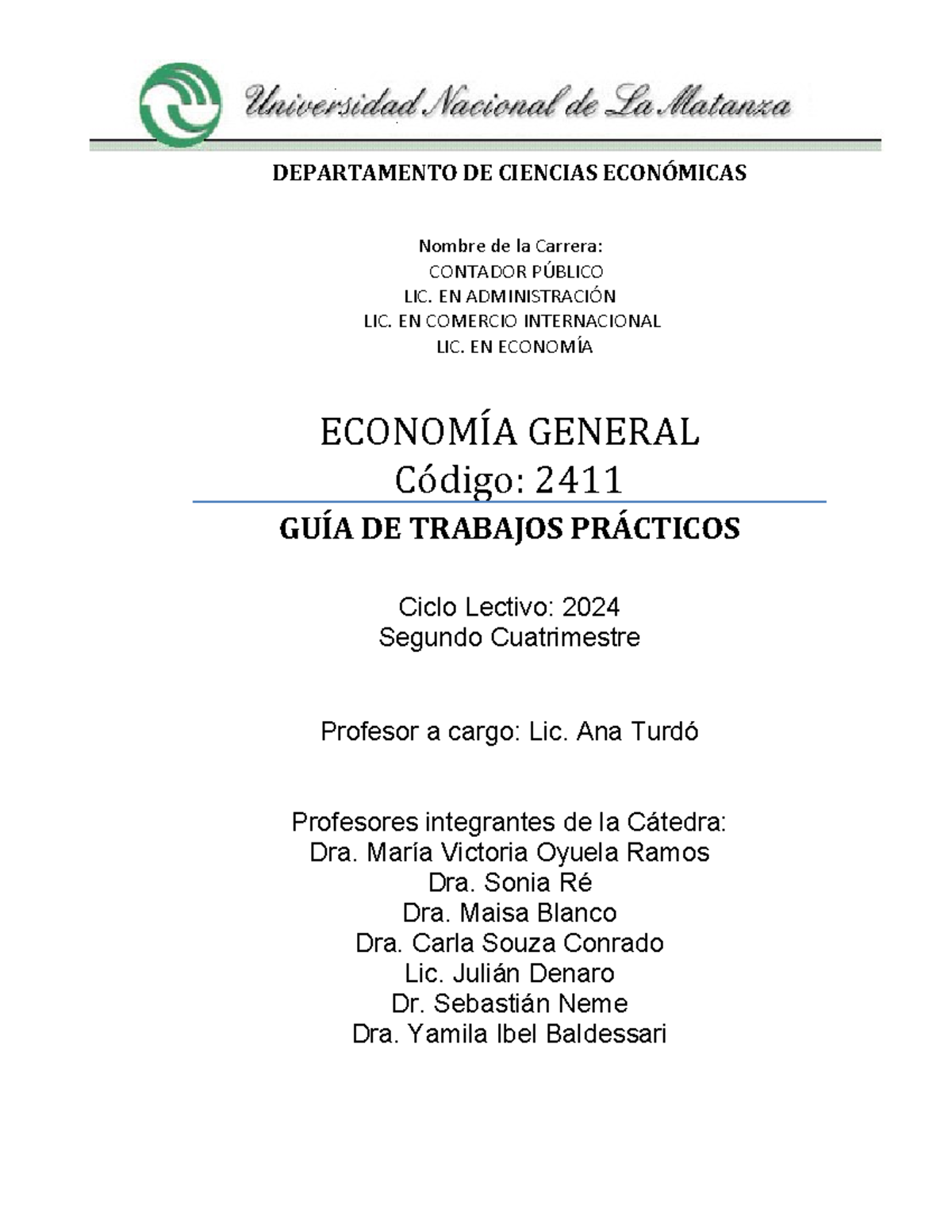 Guia ECO GRAL - ultima guia actualizada segundo cuatri 2024 - DEPARTAMENTO DE CIENCIAS ...