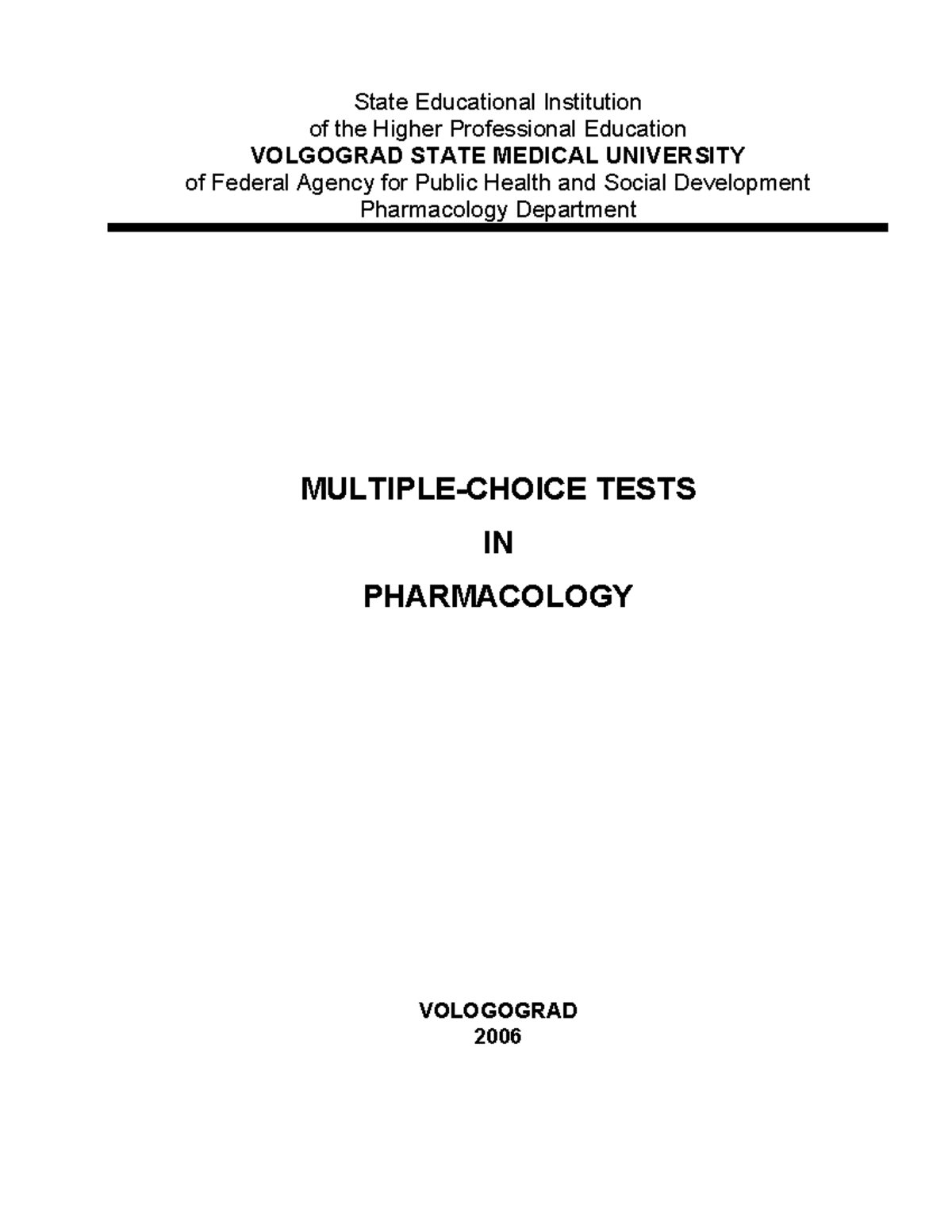 Pharmacology mcq - State Educational Institution of the Higher ...