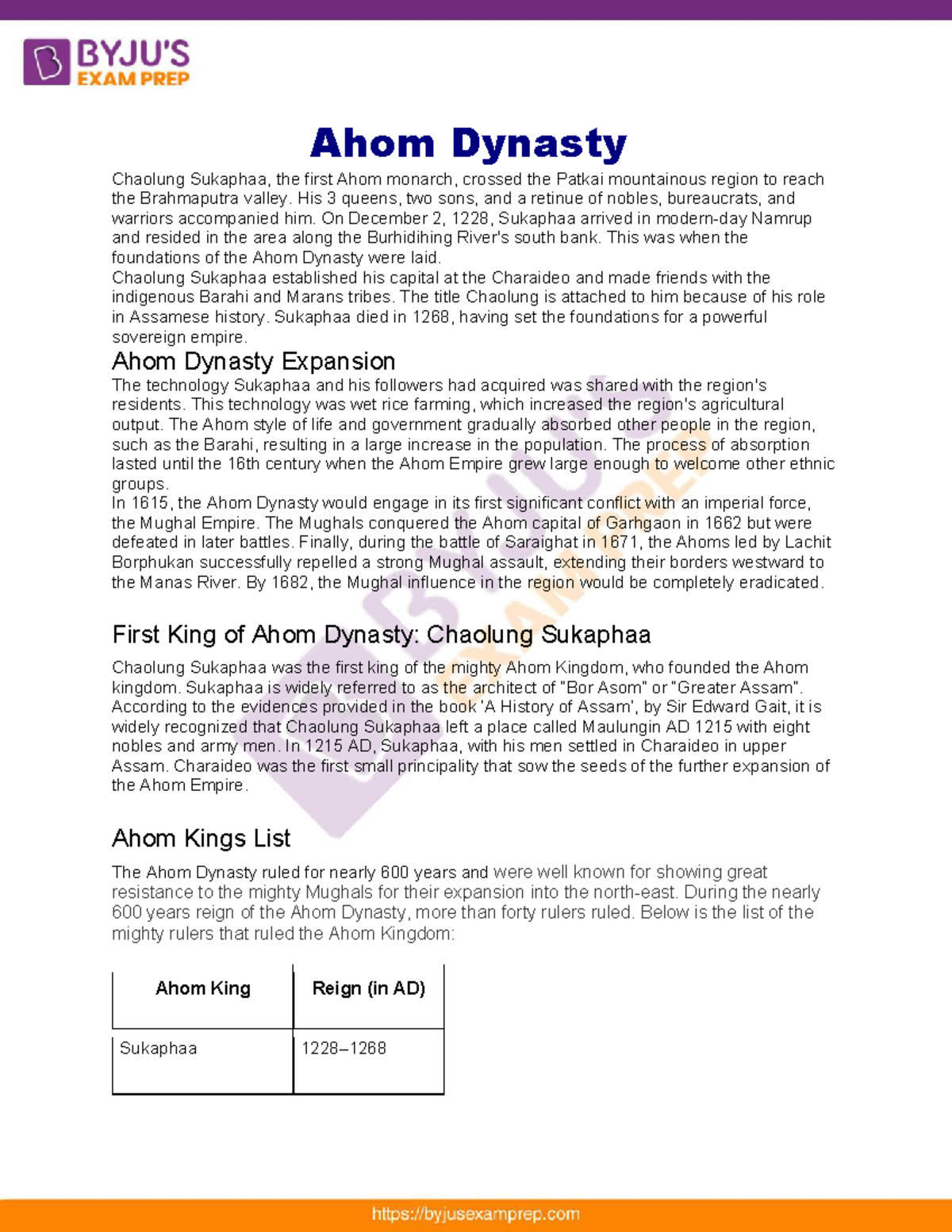 Ahom dynasty upsc notes 33 - Ahom Dynasty Chaolung Sukaphaa, the first ...