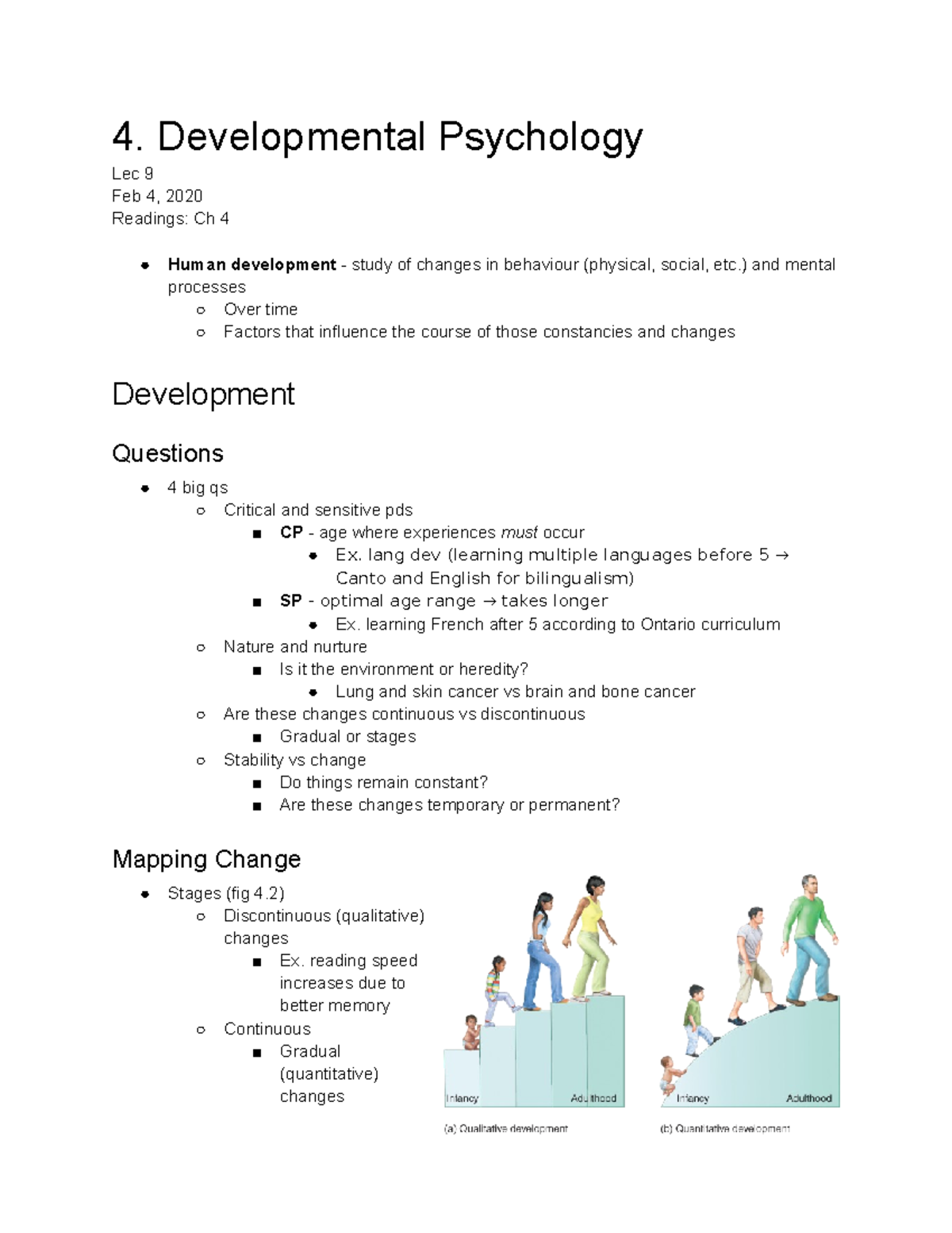 9-11 - Developmental Psychology - 4. Developmental Psychology Lec 9 Feb ...