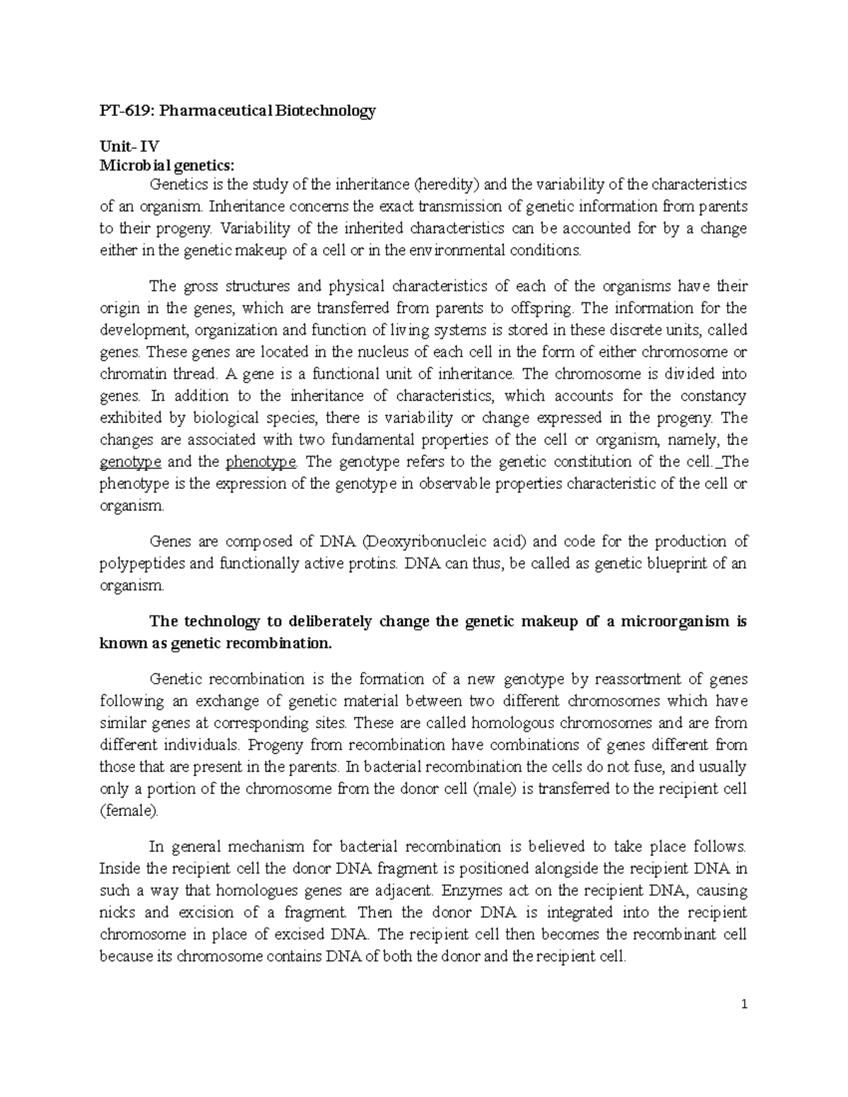UNIT-IV(C) Microbial Genetics - PT-619: Pharmaceutical Biotechnology ...