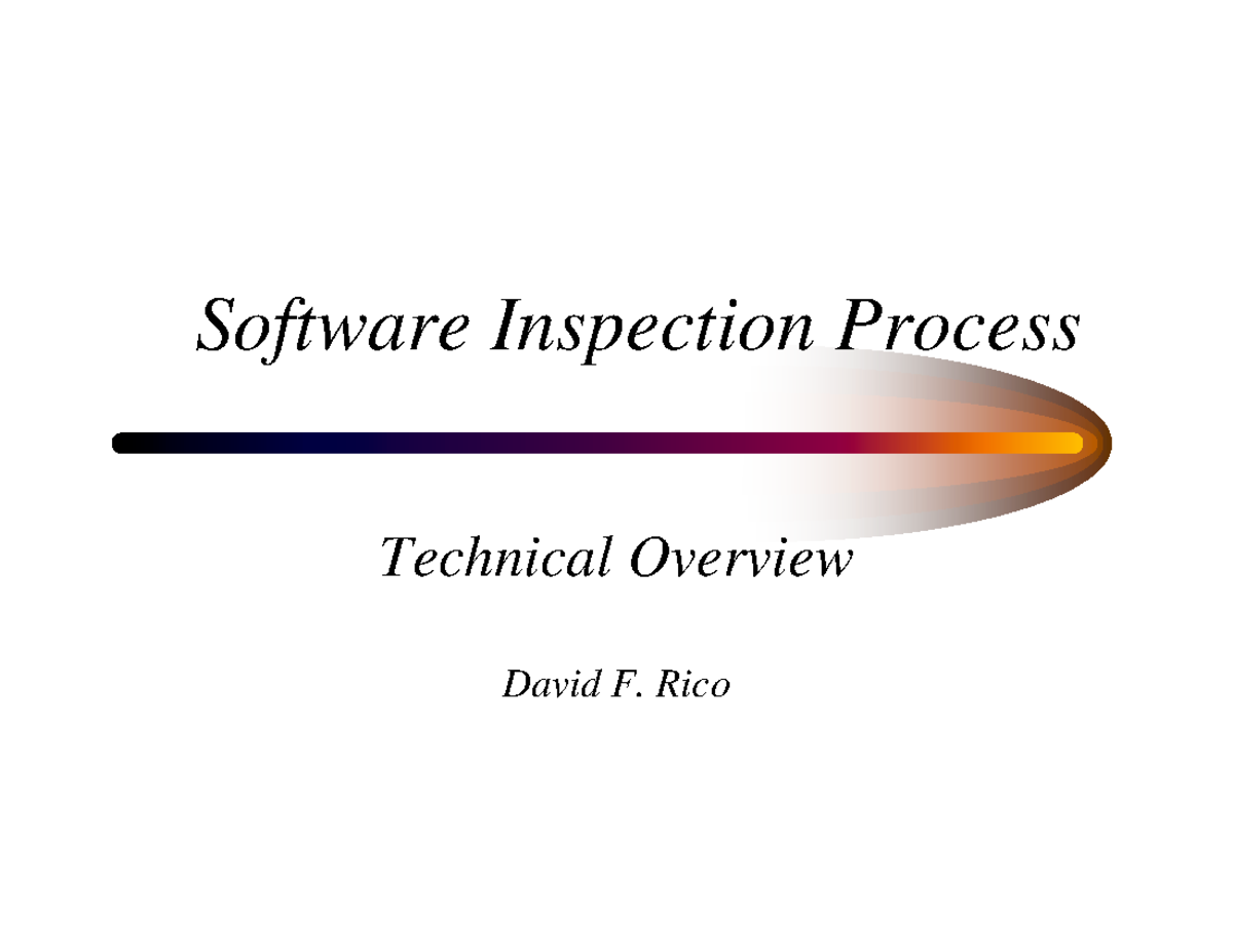 Inspection Process for software development - Software Inspection ...