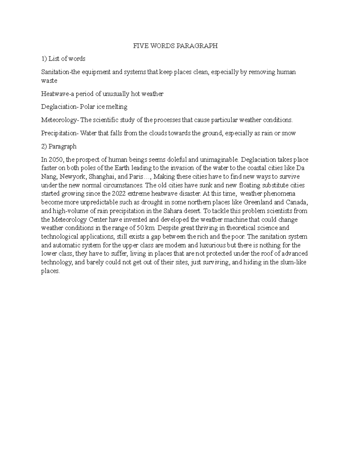 FIVE Words Paragraph 1 - Nothing inside that documents don't check if u ...