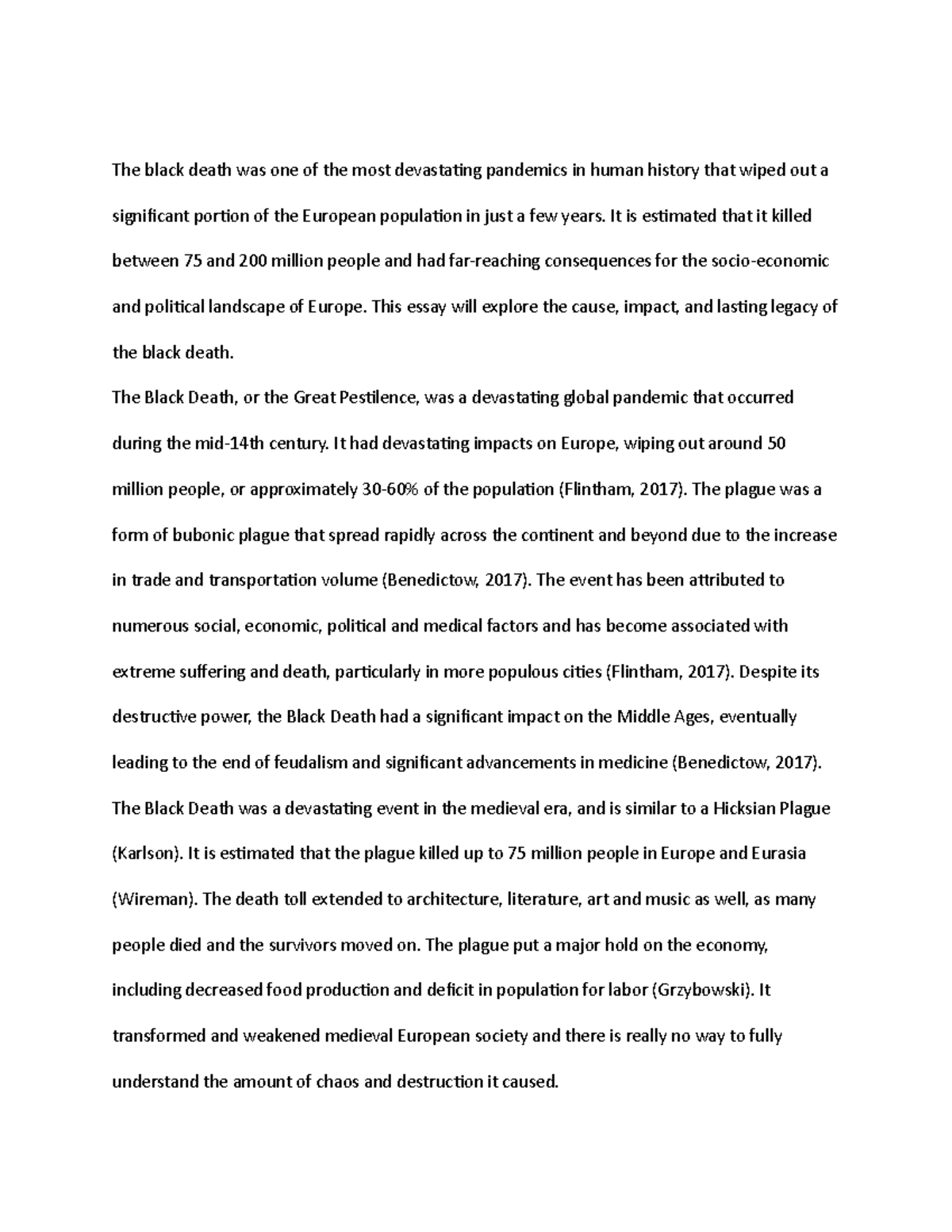 Black Death Essay - The black death was one of the most devastating ...