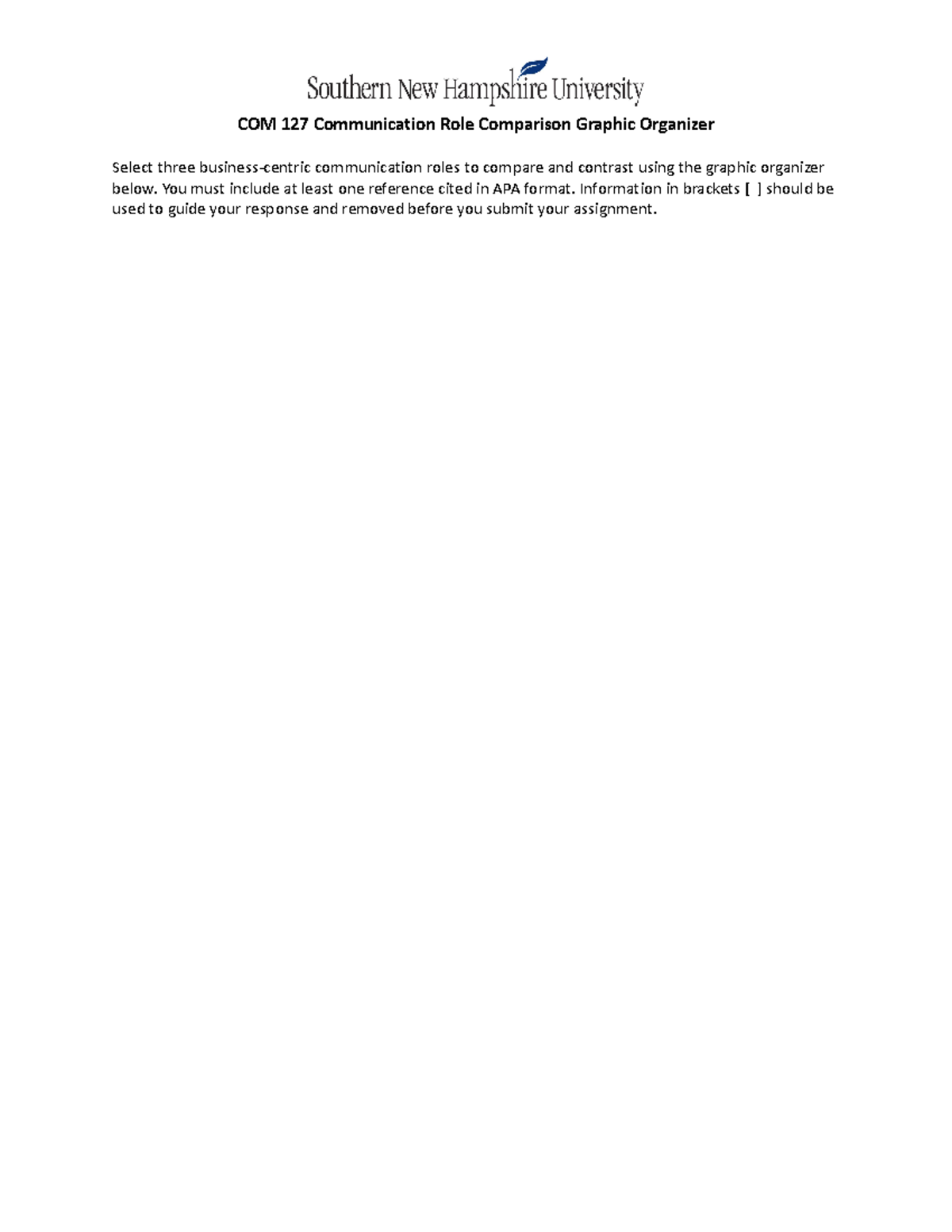 Com-127 Module Three Activity - COM 127 Communication Role Comparison ...