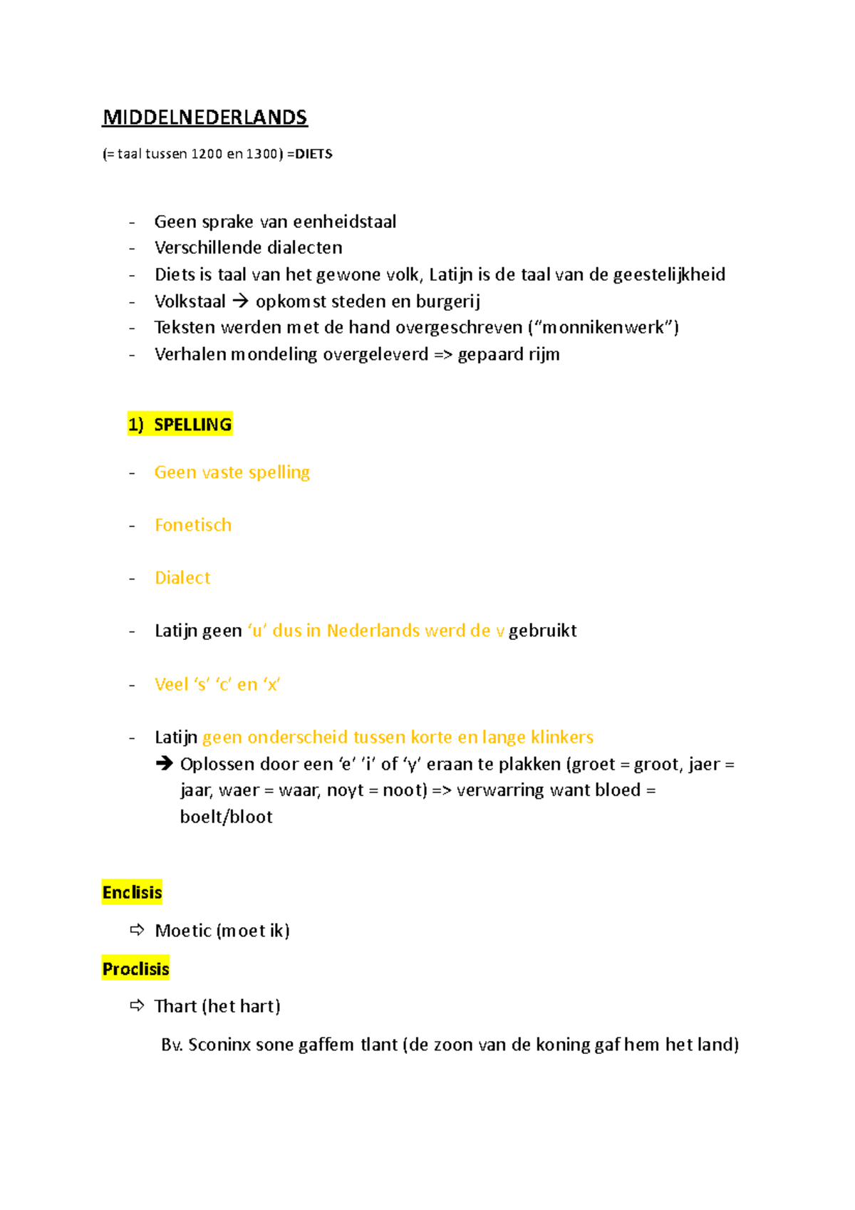 Middelnederlands - MIDDELNEDERLANDS (= taal tussen 1200 en 1300) =DIETS ...