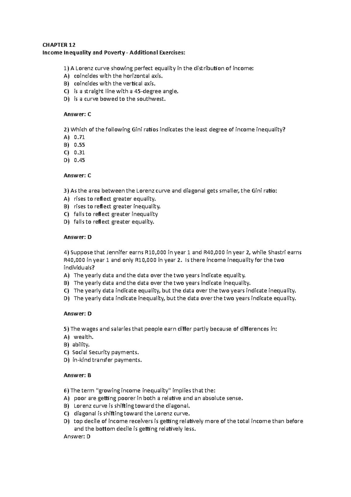 Ch12 Practical with answers - CHAPTER 12 Income Inequality and Poverty ...