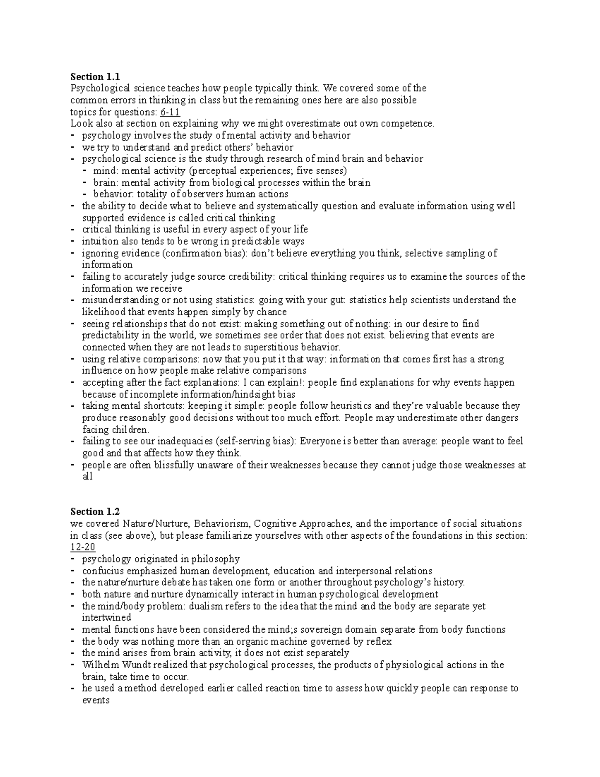 1 - Common Errors in thinking - Section 1. Psychological science ...