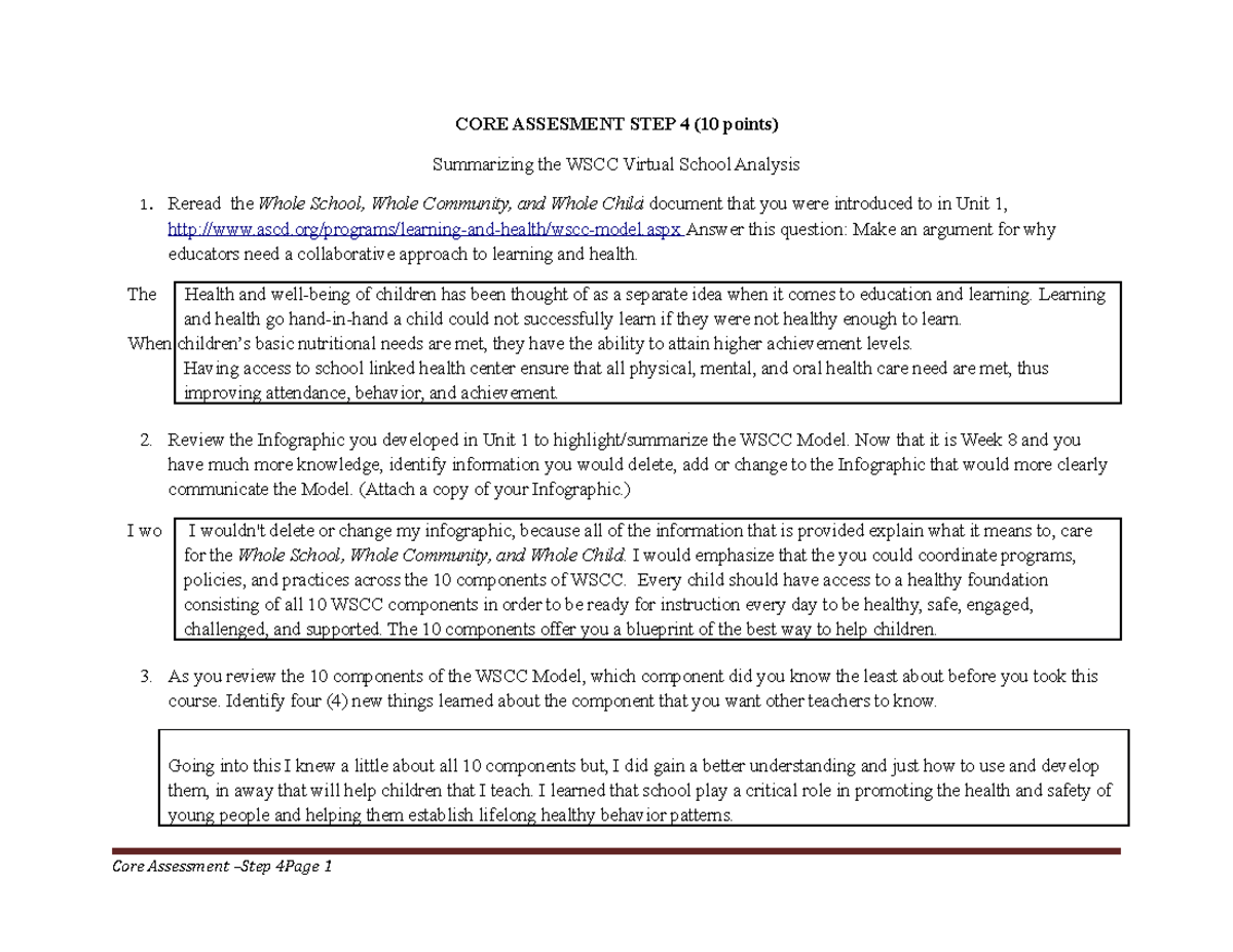 Core Assessment Step 4 CORE ASSESMENT STEP 4 10 Points Summarizing core-assessment-step-4-core-assesment-step-4-10-points-summarizing