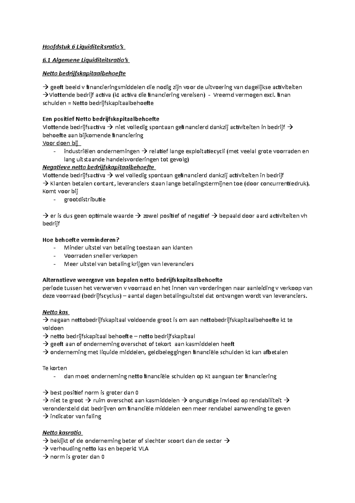 Hoofdstuk 6 Liquiditeitsratio - Hoofdstuk 6 Liquiditeitsratio’s 6 ...