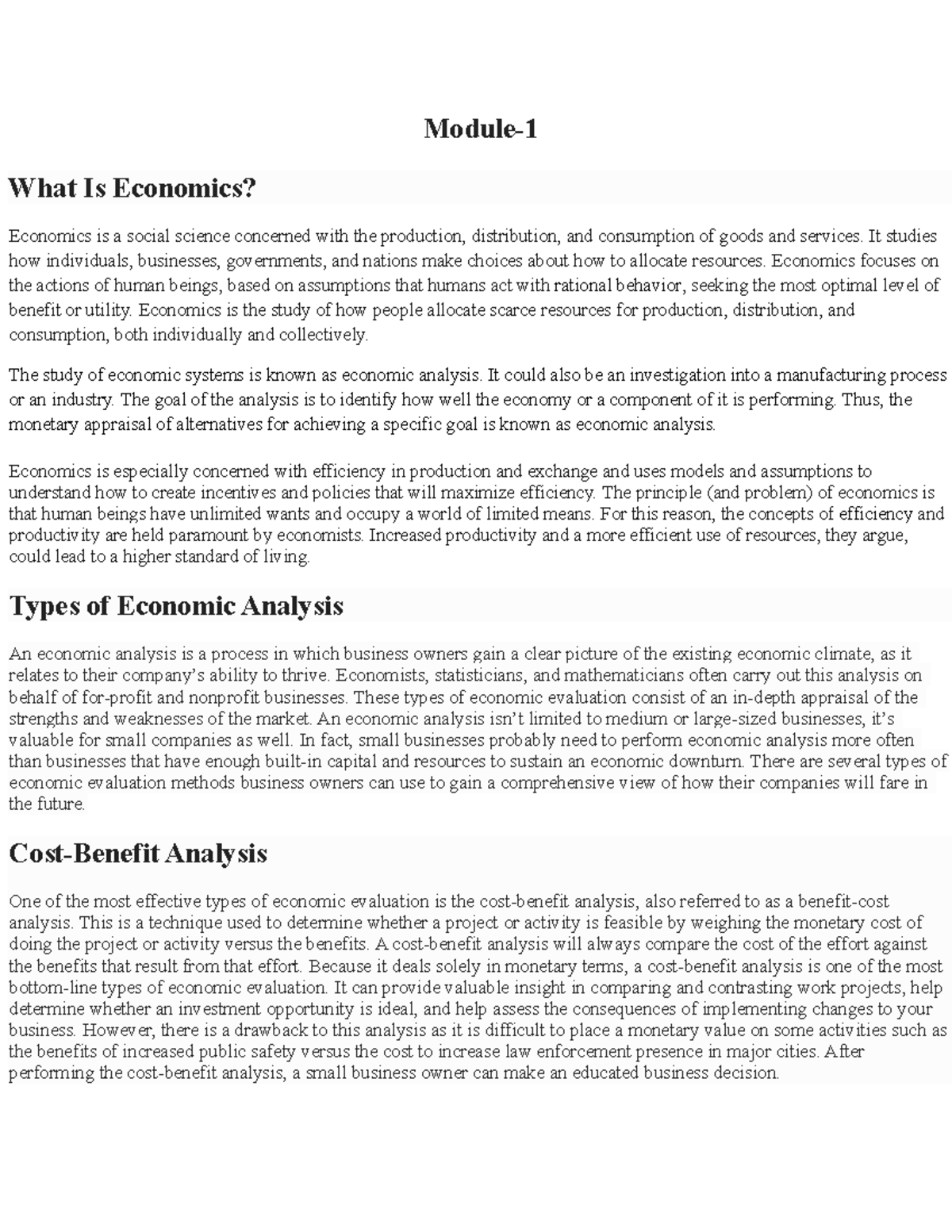 Module-1 - Fundamentals of economics - Module- What Is Economics ...