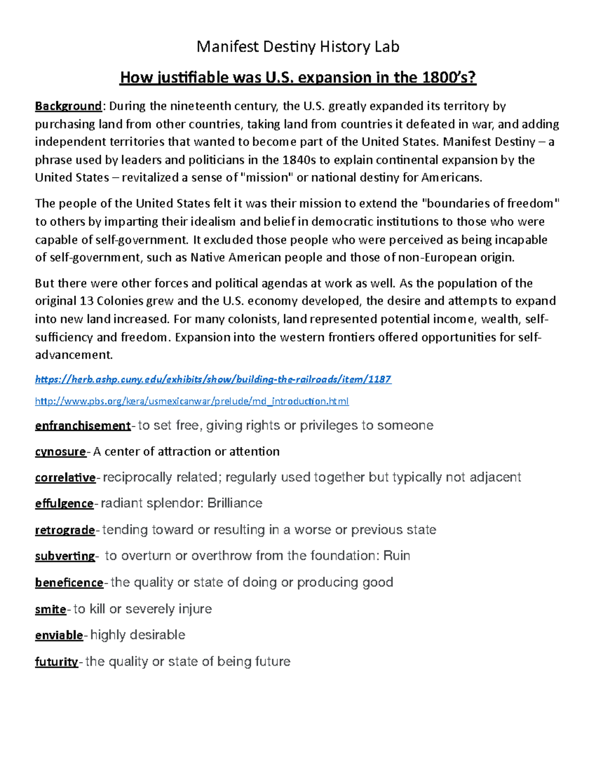 Aiden Vic9256 - Manifest Destiny History Lab Highlighted - Manifest ...