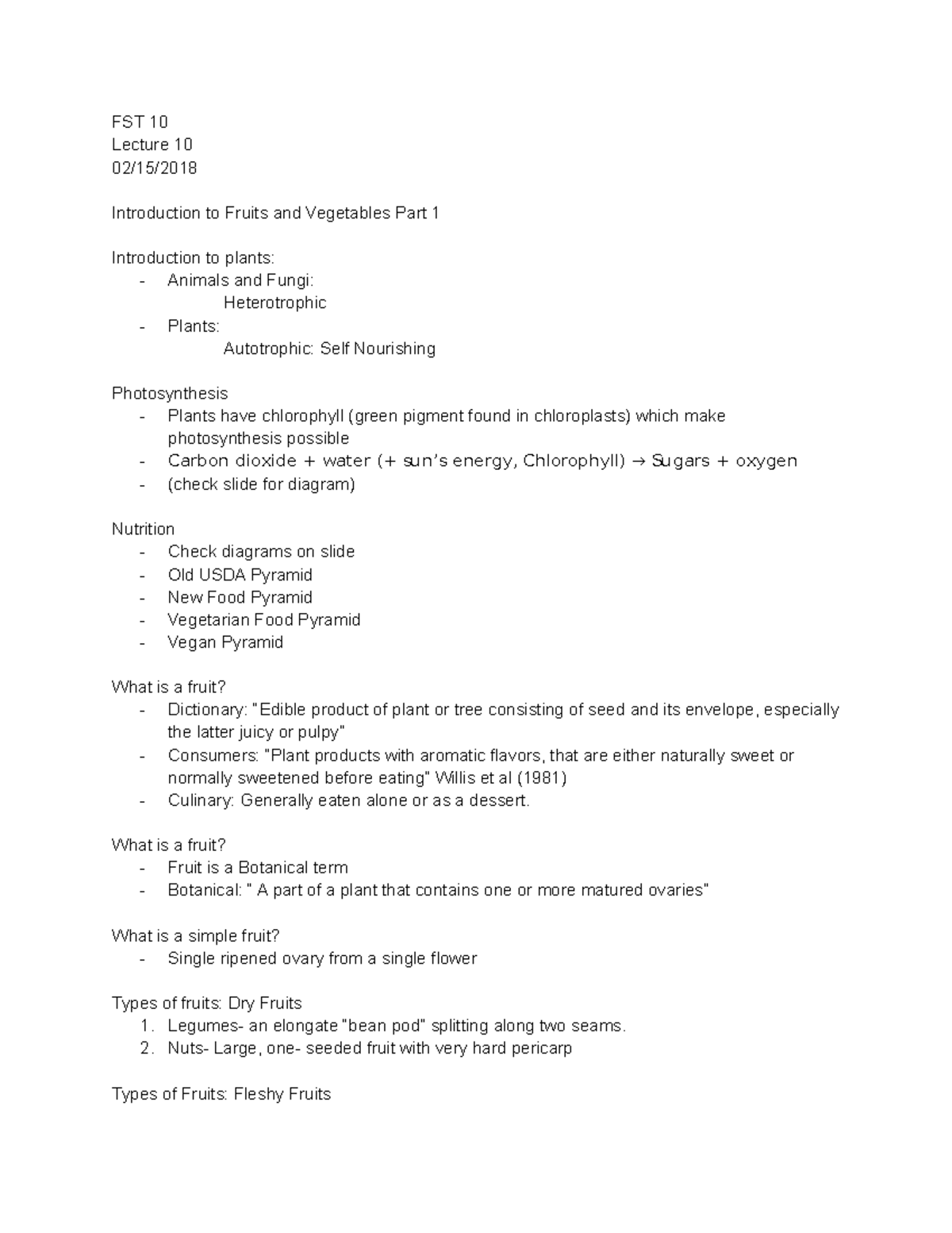 Lecture 10 - These are all the notes I took during class - FST 10 ...