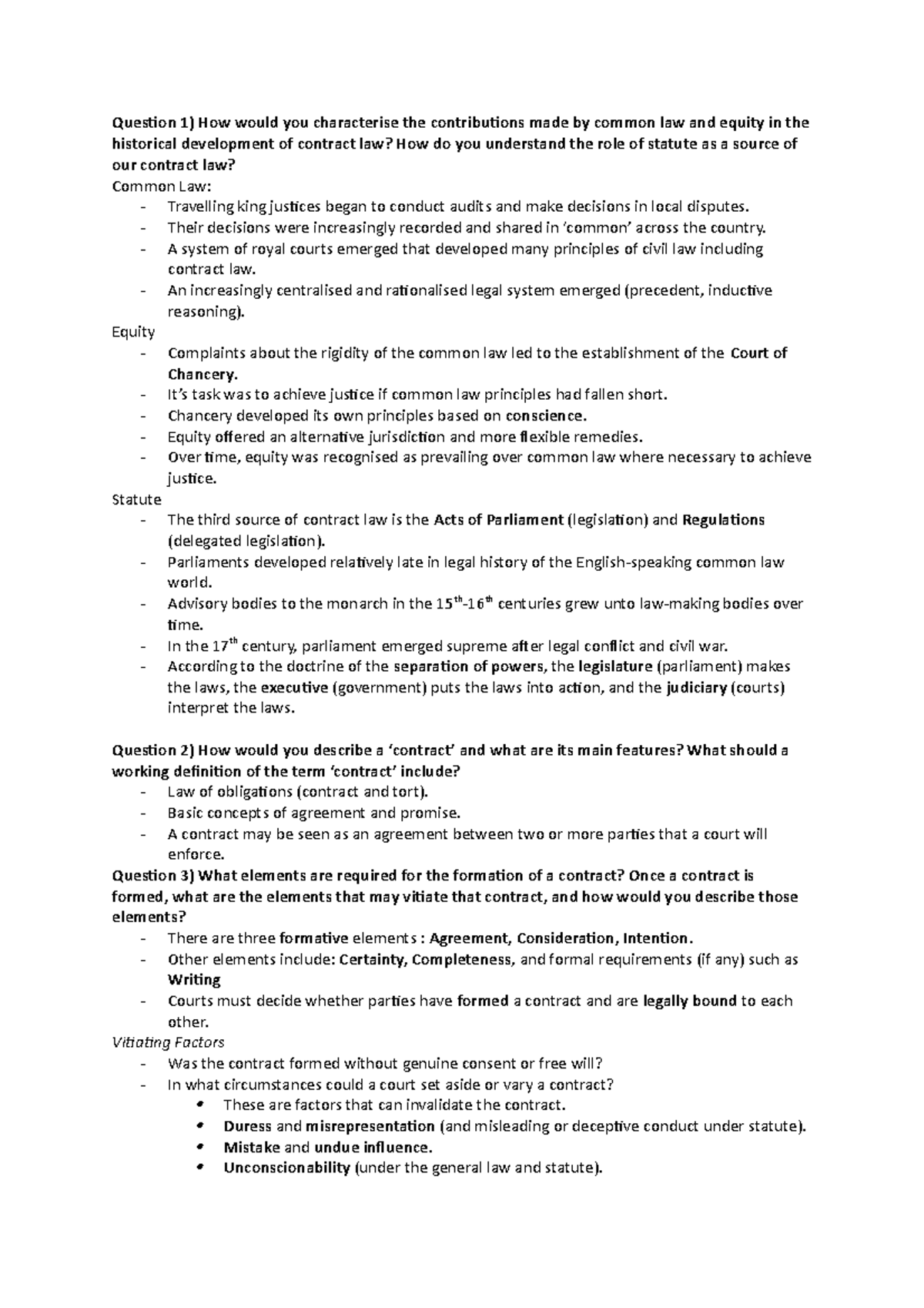 LAWS1200 Tutorial Program Week 2 - Question 1) How would you characterise the contributions made ...
