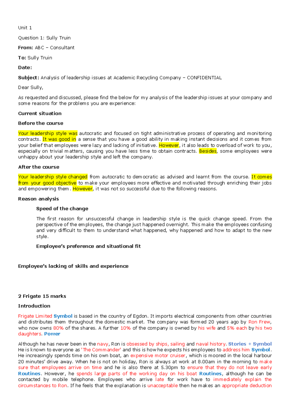Exercise Notes - Unit 1 - SBL - Unit 1 Question 1: Sully Truin From ...