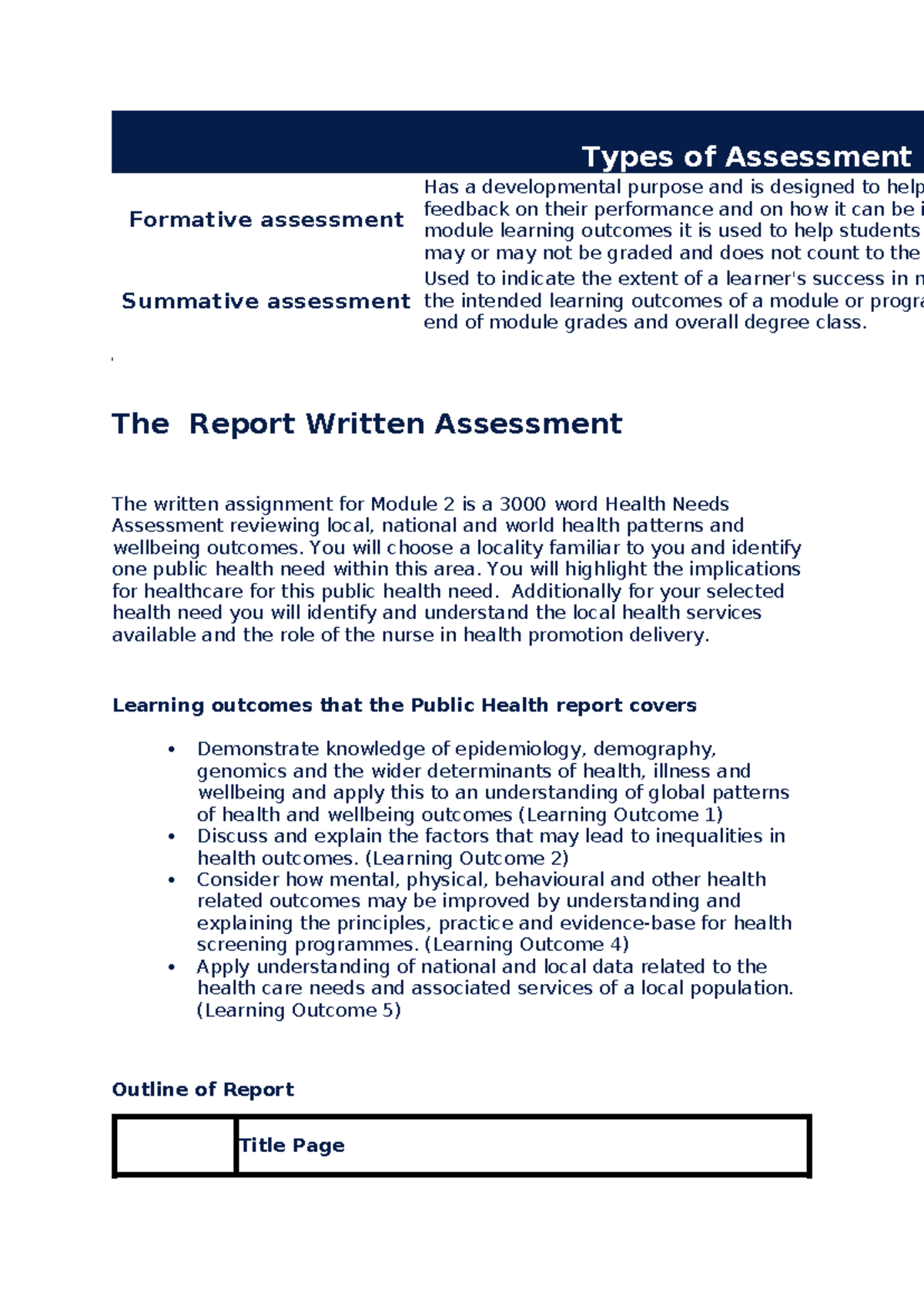 Assessment Information brief - Assessment Types Types of Assessment ...