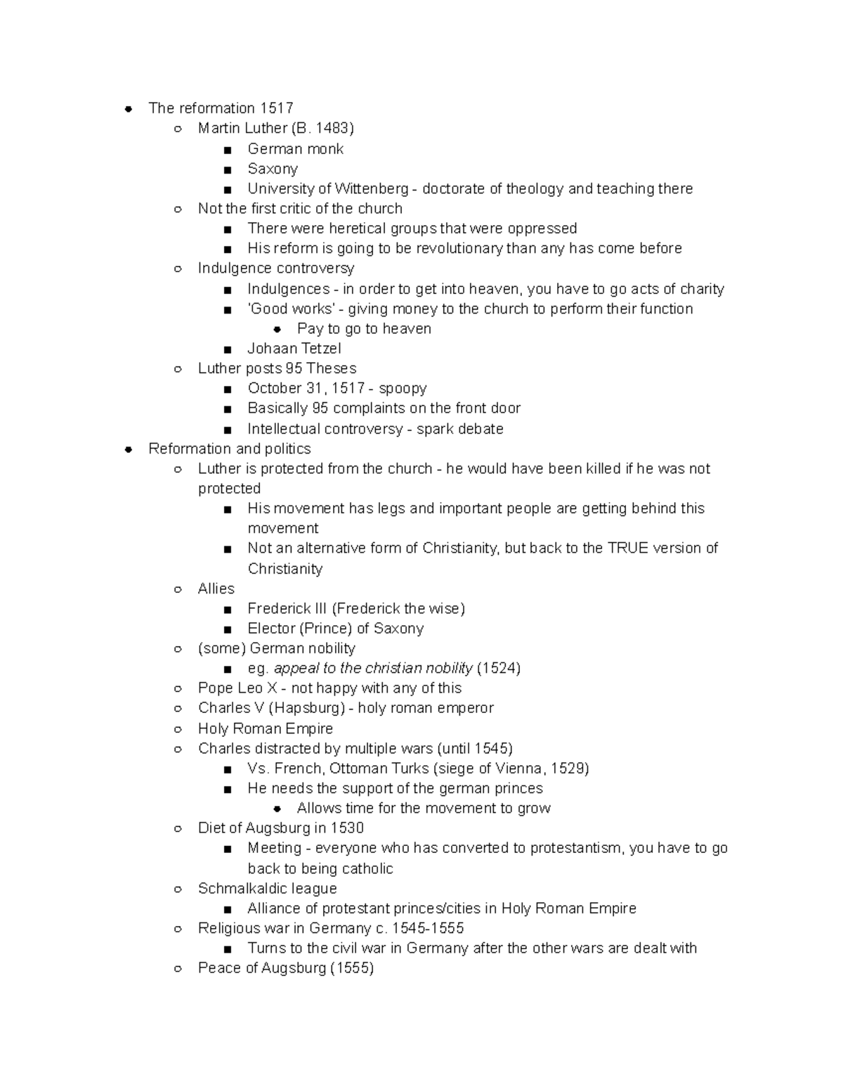 Week 1 - The Protestant Reformation A cultural Revolution - The ...