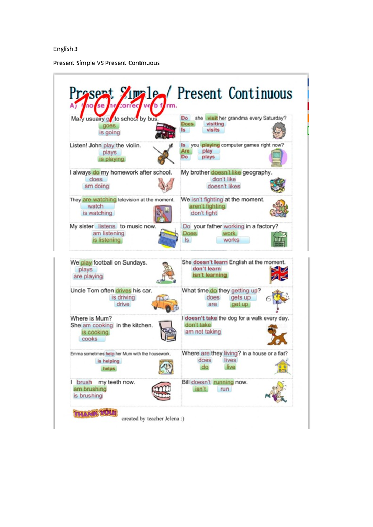 English 3 deber Present Simple VS Present Continuous - English 3 - Studocu