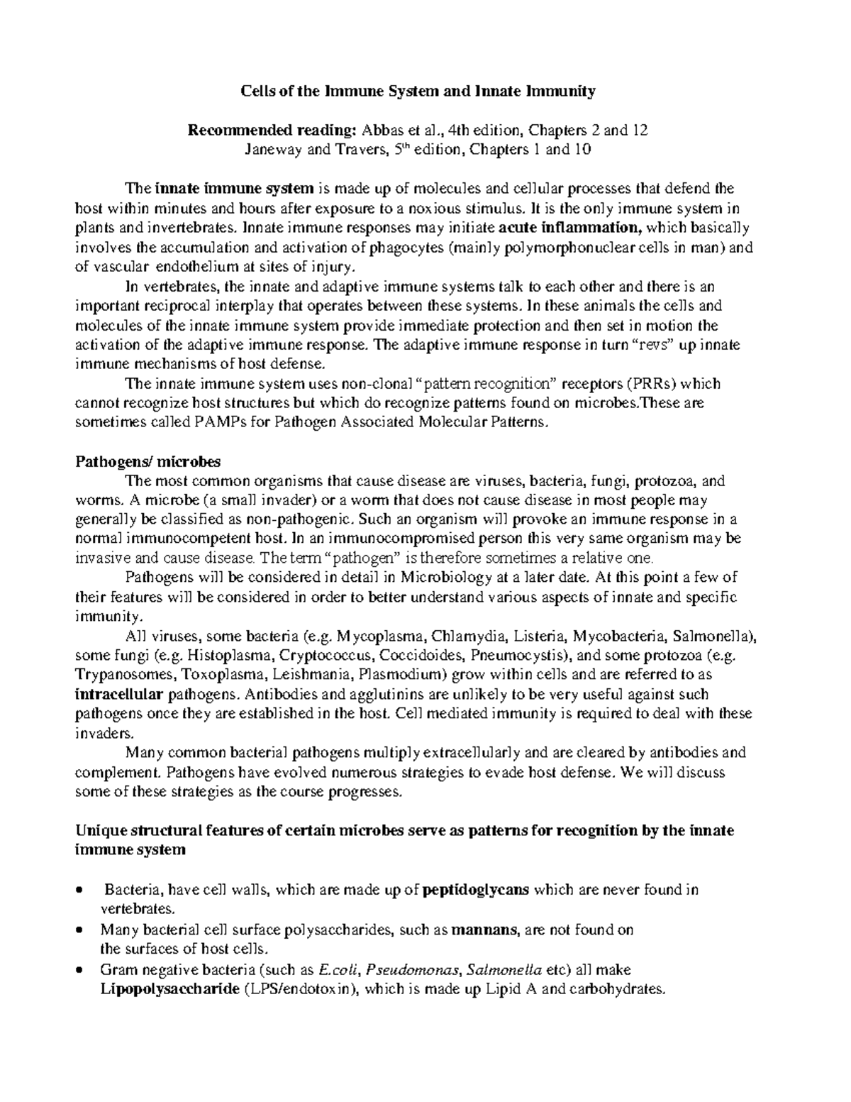 Cells of Immune System and Innate Immunity - Cells of the Immune System ...