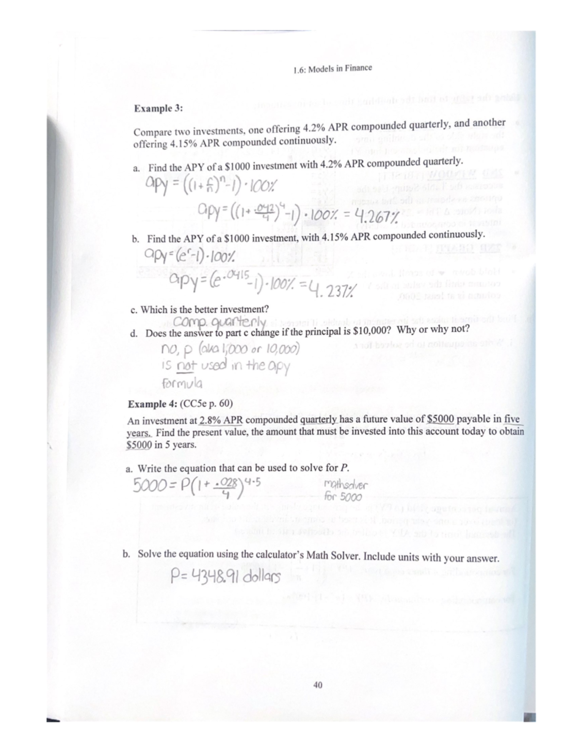 1.6 lecture check - MATH1020 - Clemson - Studocu