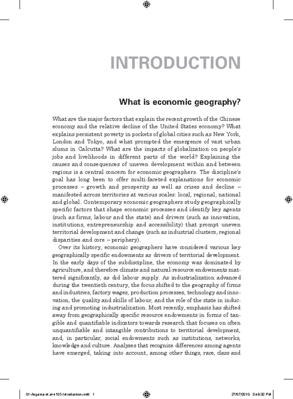 Introduction to Economic Geography (1) Aoyama - What is economic ...