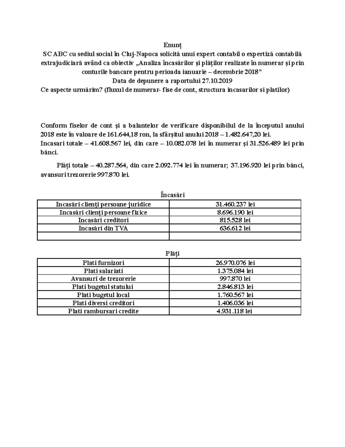 1. Enunţ - Expertiza reprezintă un concept care se deosebeşte de audit ...