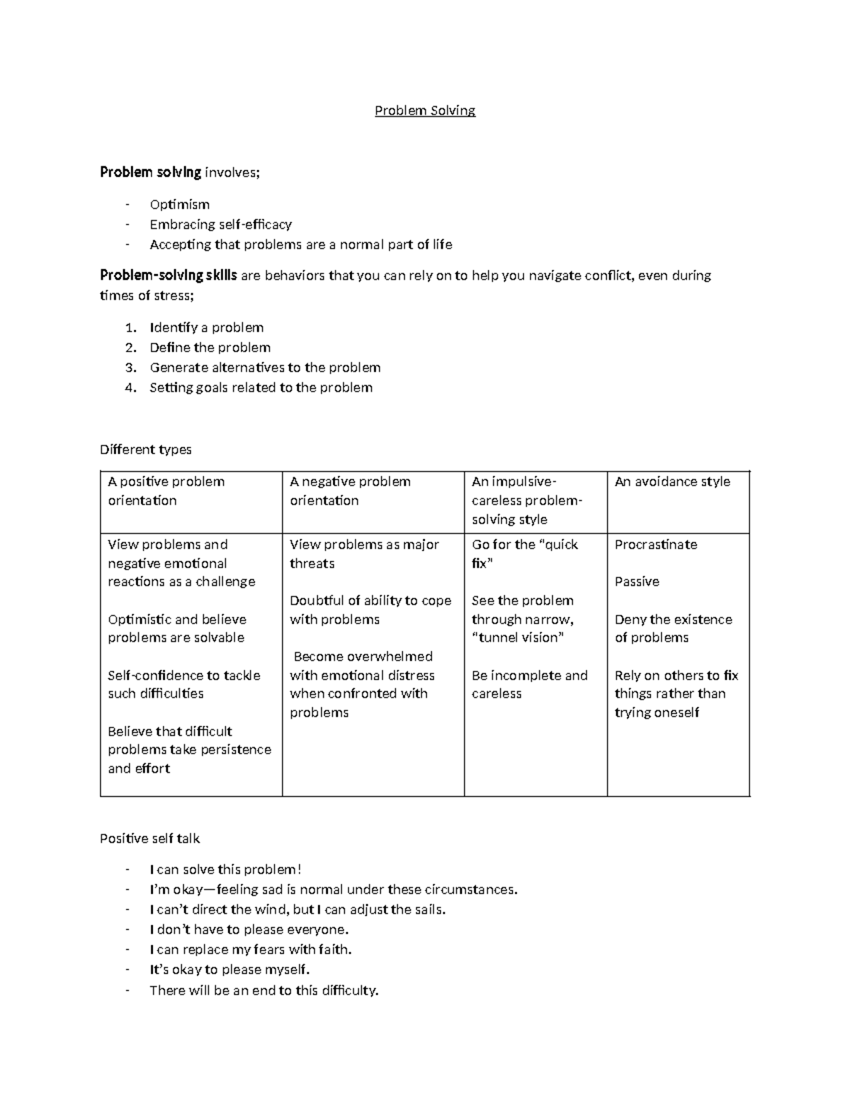 Problem Solving group - n/a - Problem Solving Problem solving involves; Optimism Embracing - Studocu