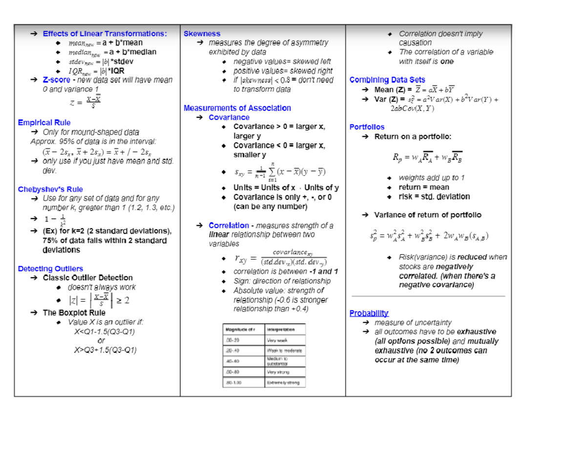 Cheat Sheet BIO STAT - BNG 316 - Studocu