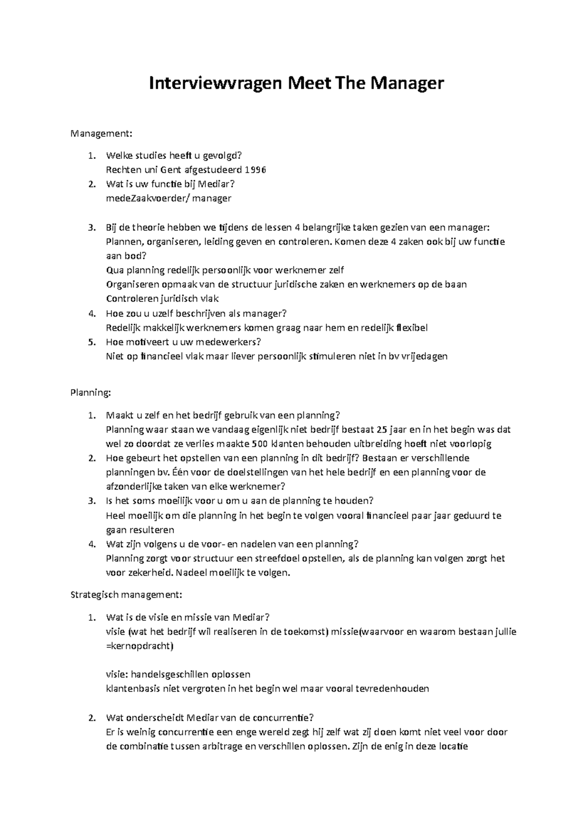 Interview vragen MTM - Interviewvragen Meet The Manager Management ...