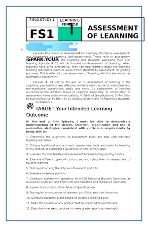 Learning Episode 1-4 - none - This Episode 1 provides an opportunity ...