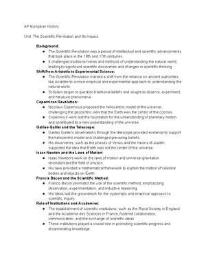 AP European History - The Scientific Revolution - AP European History ...