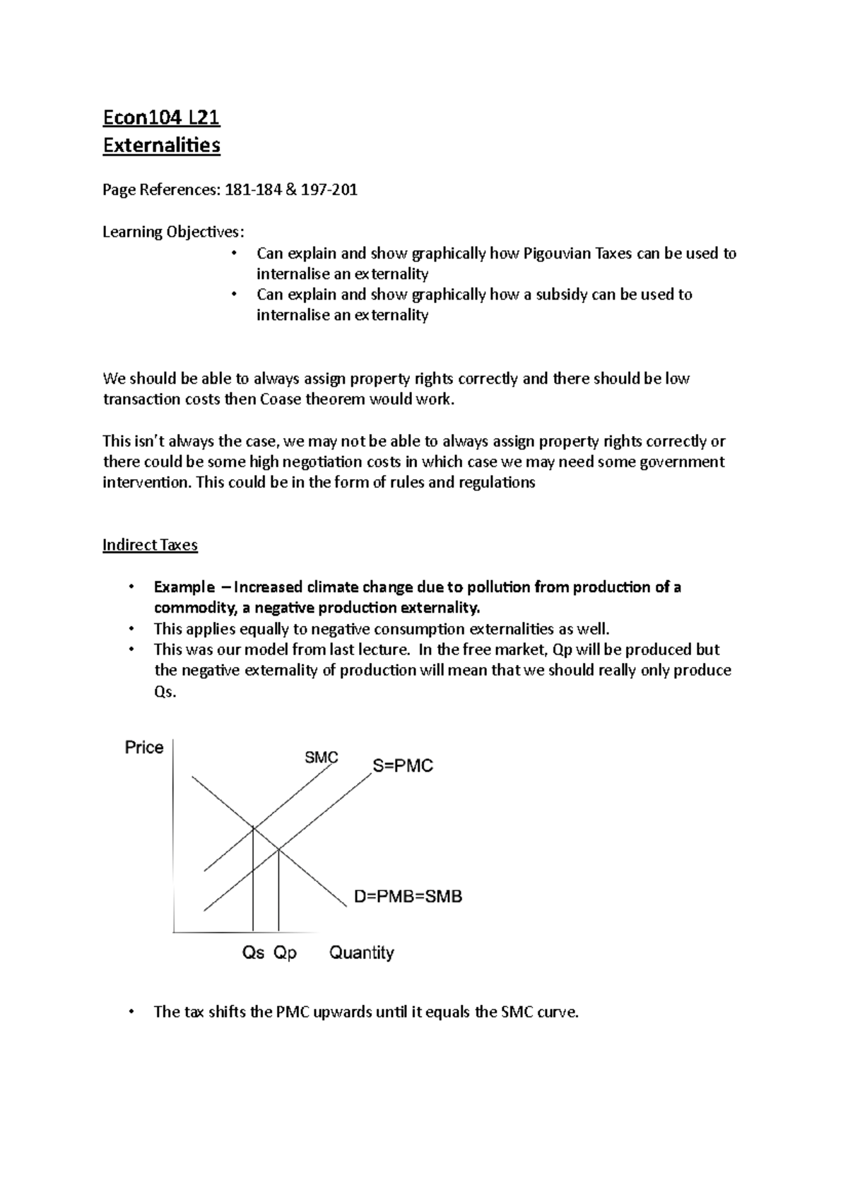 ECON104 L21 - Econ104 L Externalities Page References: 181-184 & 197- Learning Objectives: - Can ...