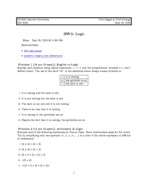 CS1800 - Fall 2022 - Homework 1 - CS Fall 2022 Homework 1 Assigned: September 16, 2022 Deadline ...